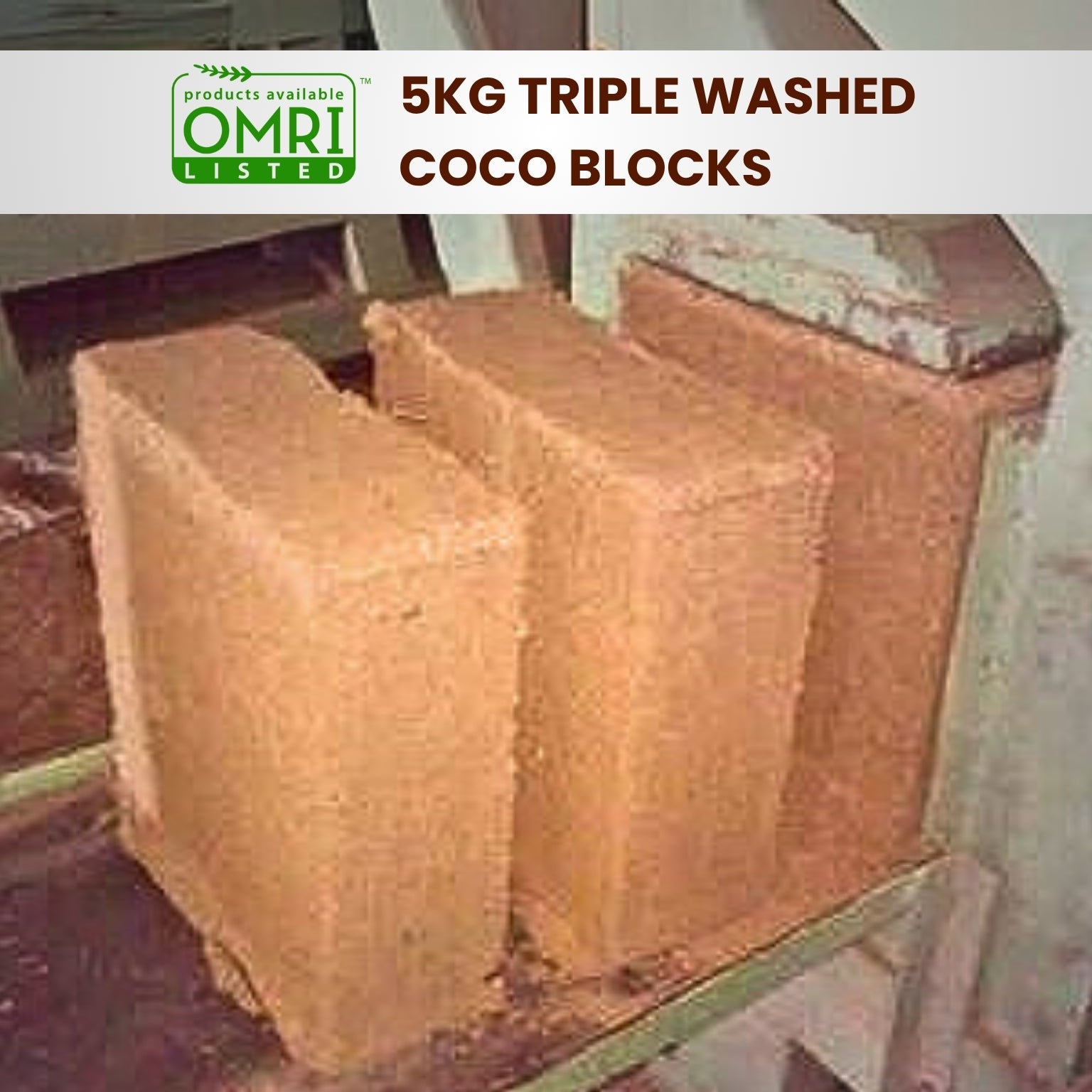 # OMRI 5KG Triple Washed Coco Blocks – COIR AMERICA